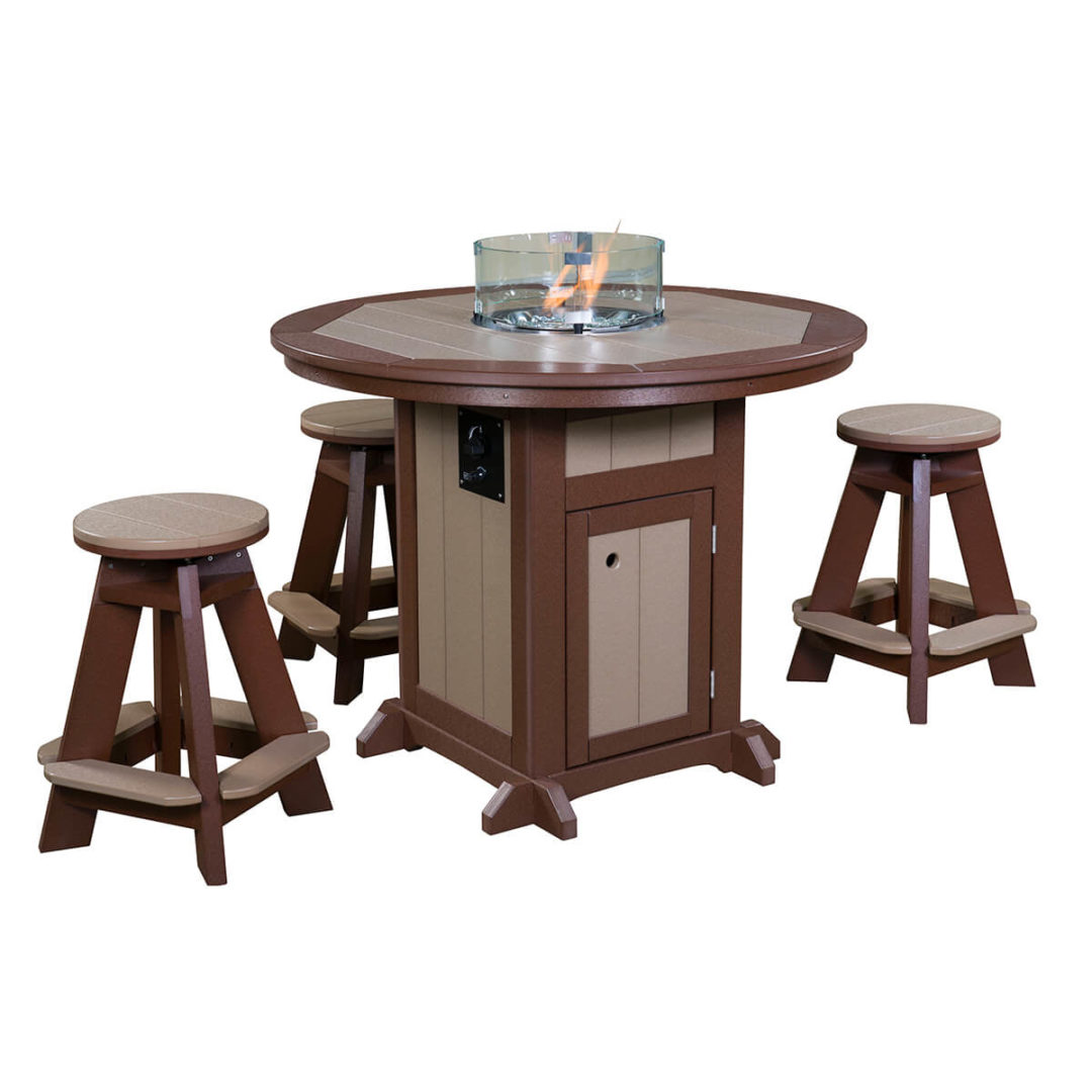 Round Counter Height Fire Pit Table with Swivel Bar Stools - Vicki's ...