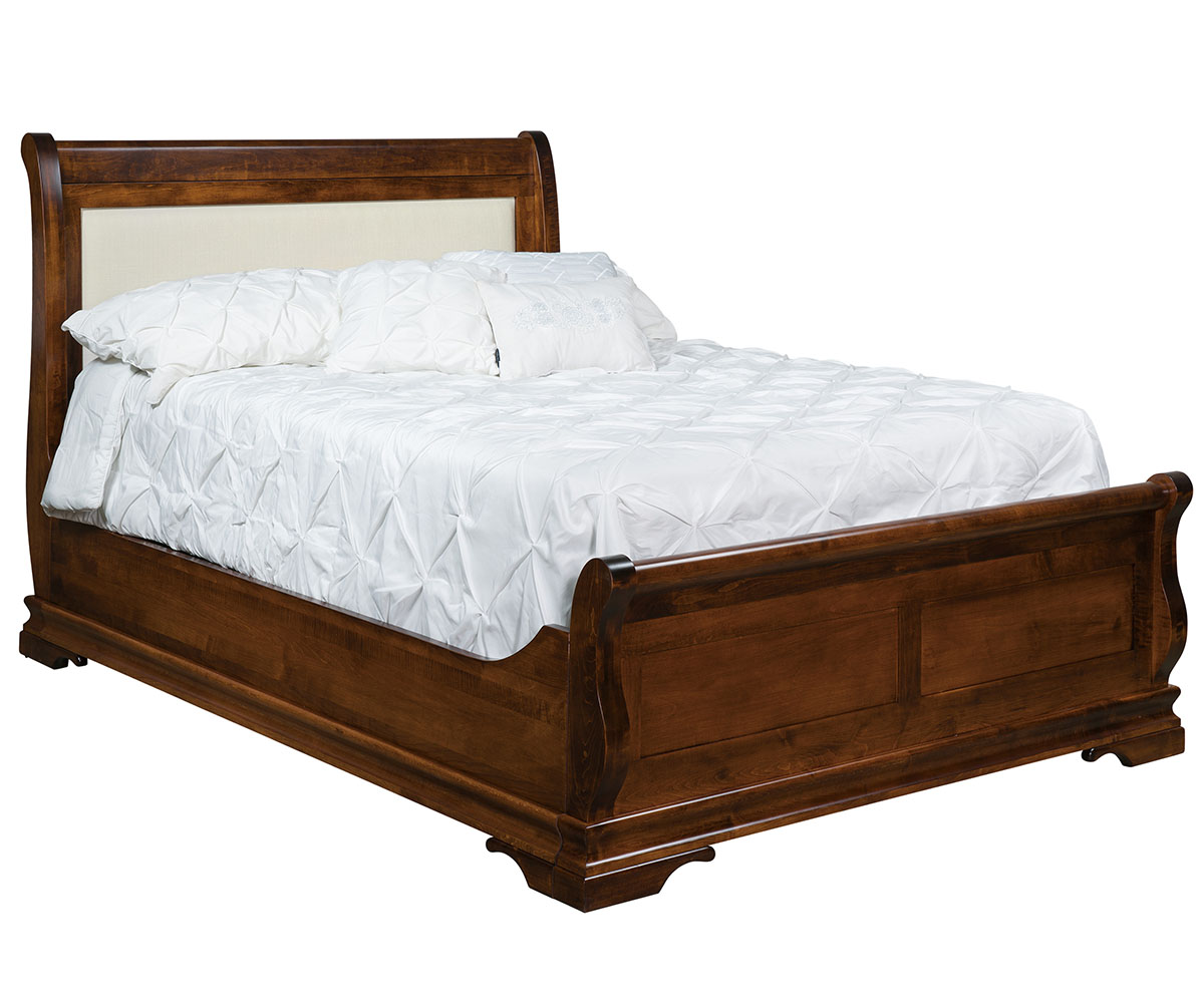 Chippewa Sleigh Bed With Fabric Headboard - Vicki's Amish Traditions
